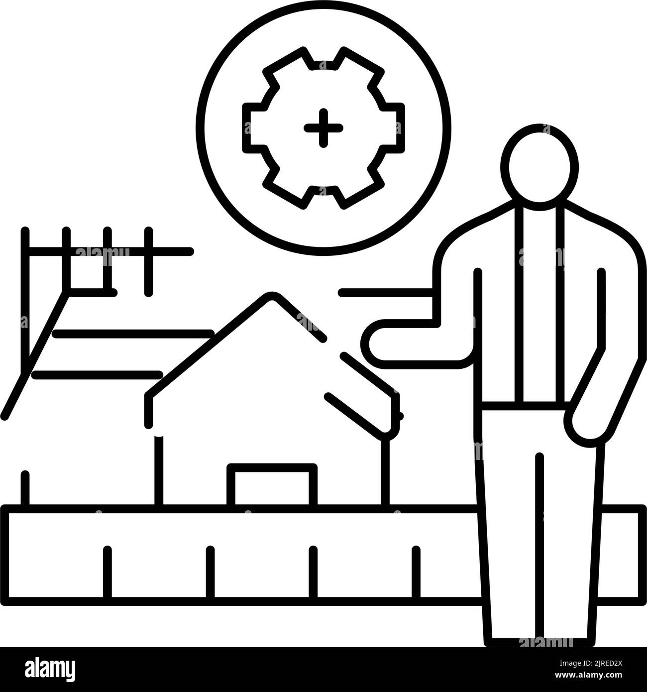construction management interior design line icon vector illustration ...