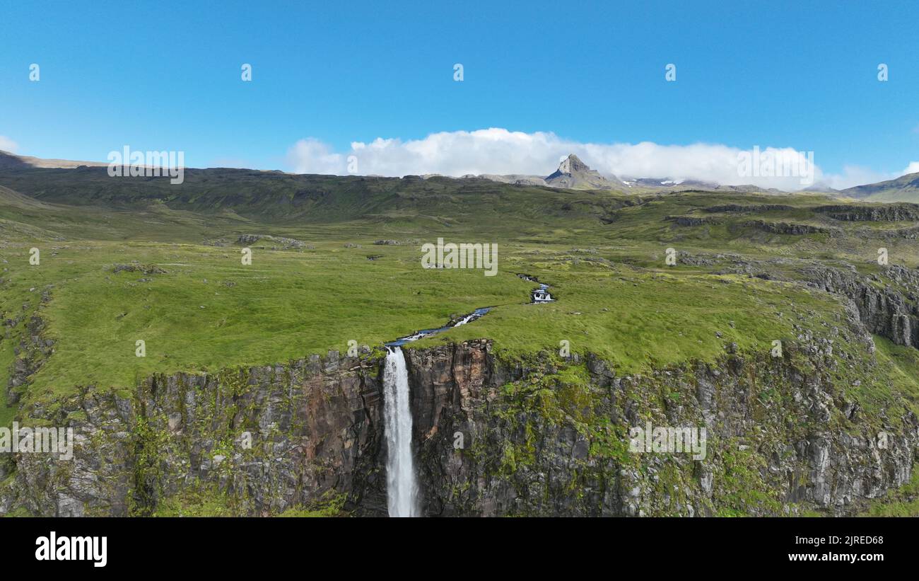 An aerial view of the rural areas of Bjarnafoss in Iceland Stock Photo ...