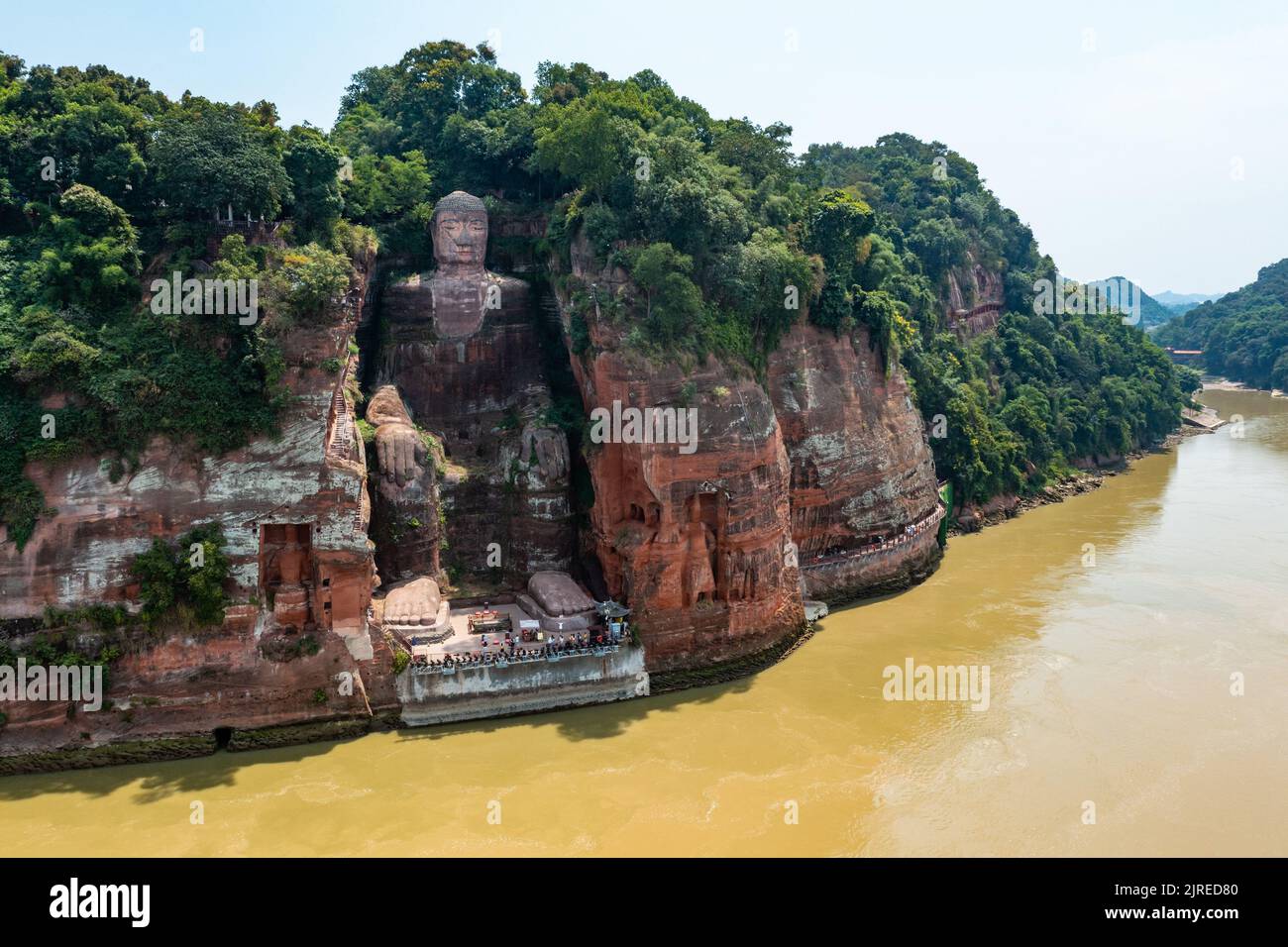 Leshan. 23rd Aug, 2022. Aerial photo taken on Aug. 23, 2022 shows the ...