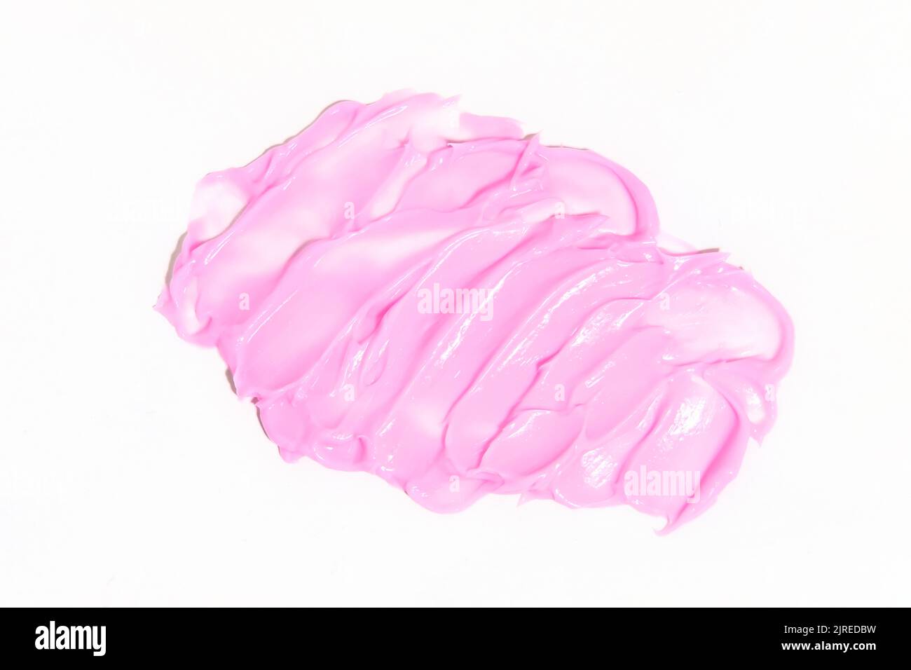 Swabs of creamy textures pink color. Smear of skincare cosmetics ...