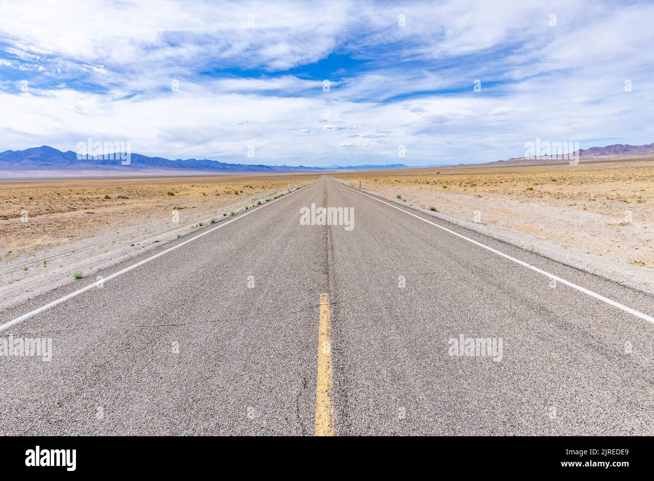 Riding the Route 95 in Nevada on daytime thru the desert, USA Stock ...