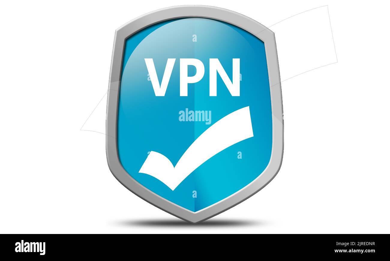 VPN safety shield sign with checkmark, 3D rendering Stock Photo - Alamy