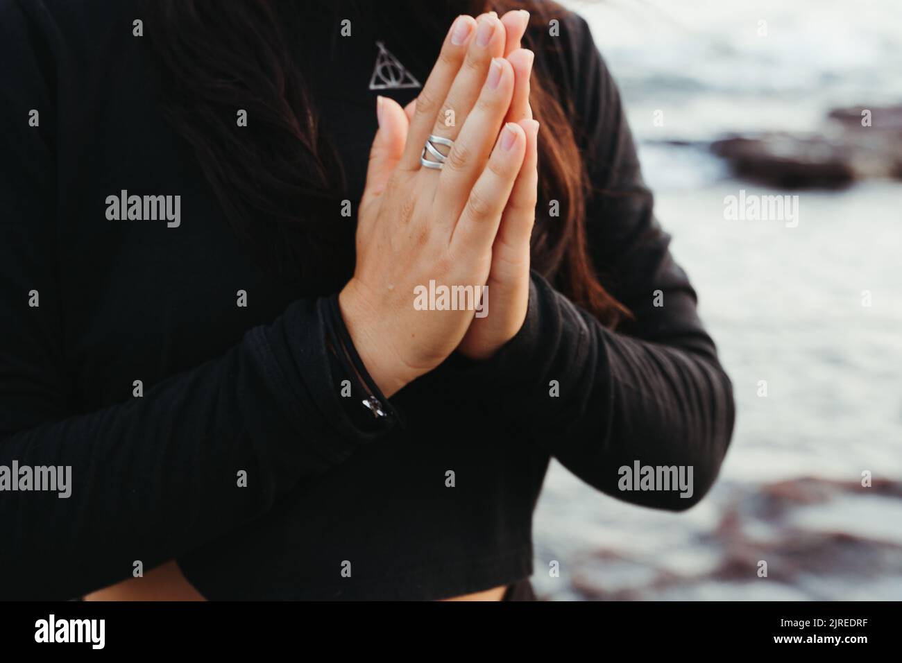Yoga Bali. Young woman practicing yoga and meditation sitting in lotus ...
