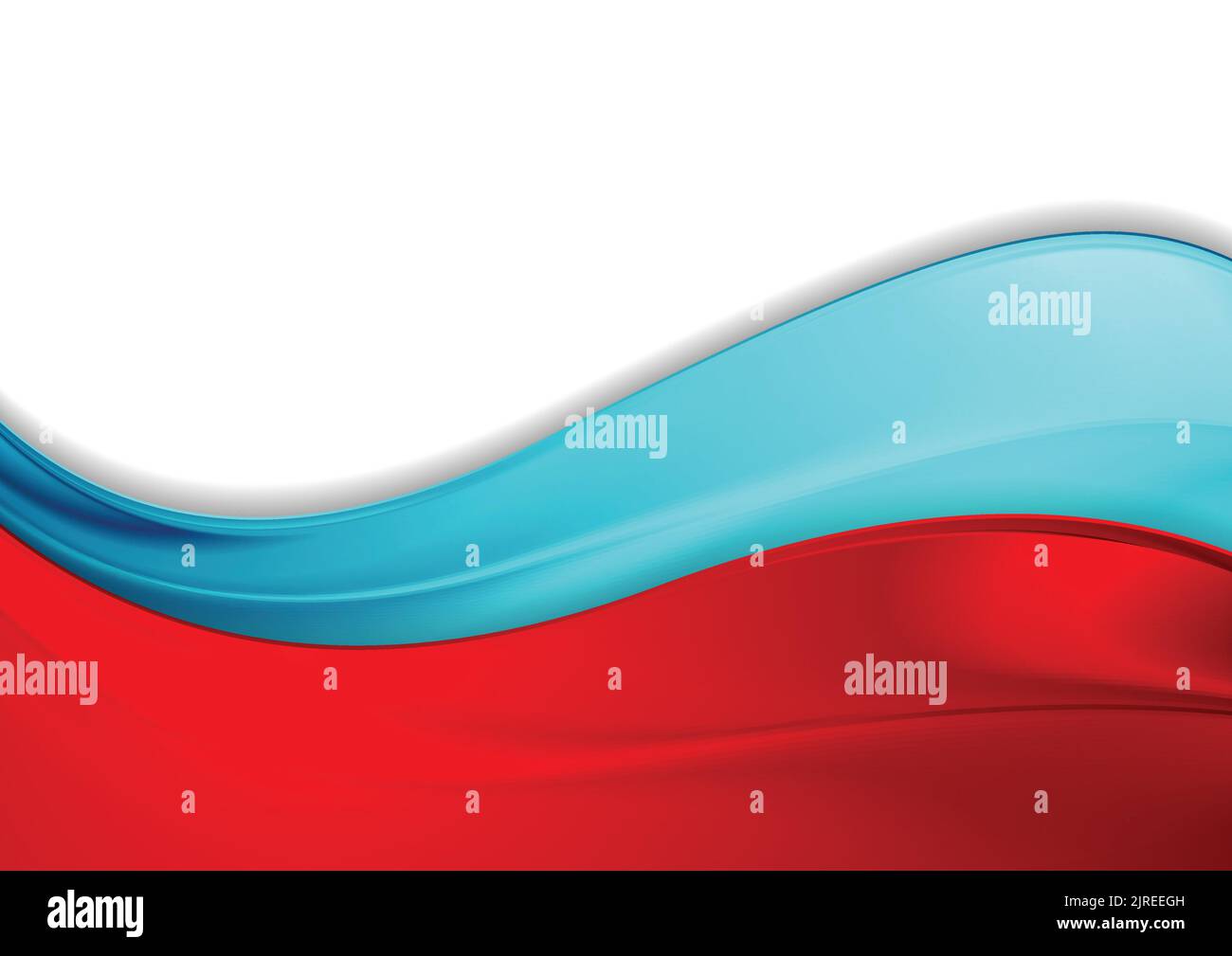 Contrast blue and red glossy smooth waves abstract corporate background ...