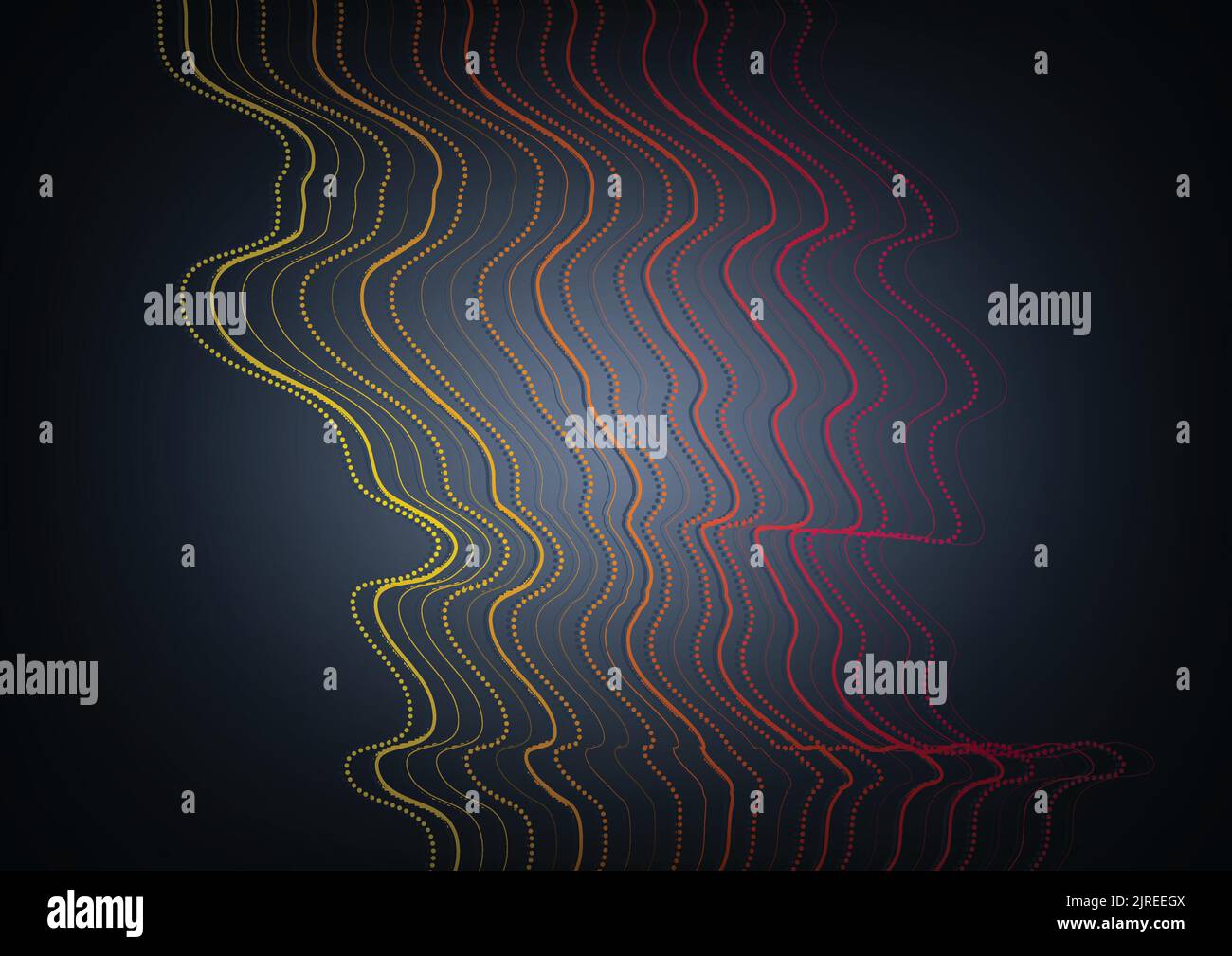 Abstract tech concept futuristic background with curved dotted waves ...