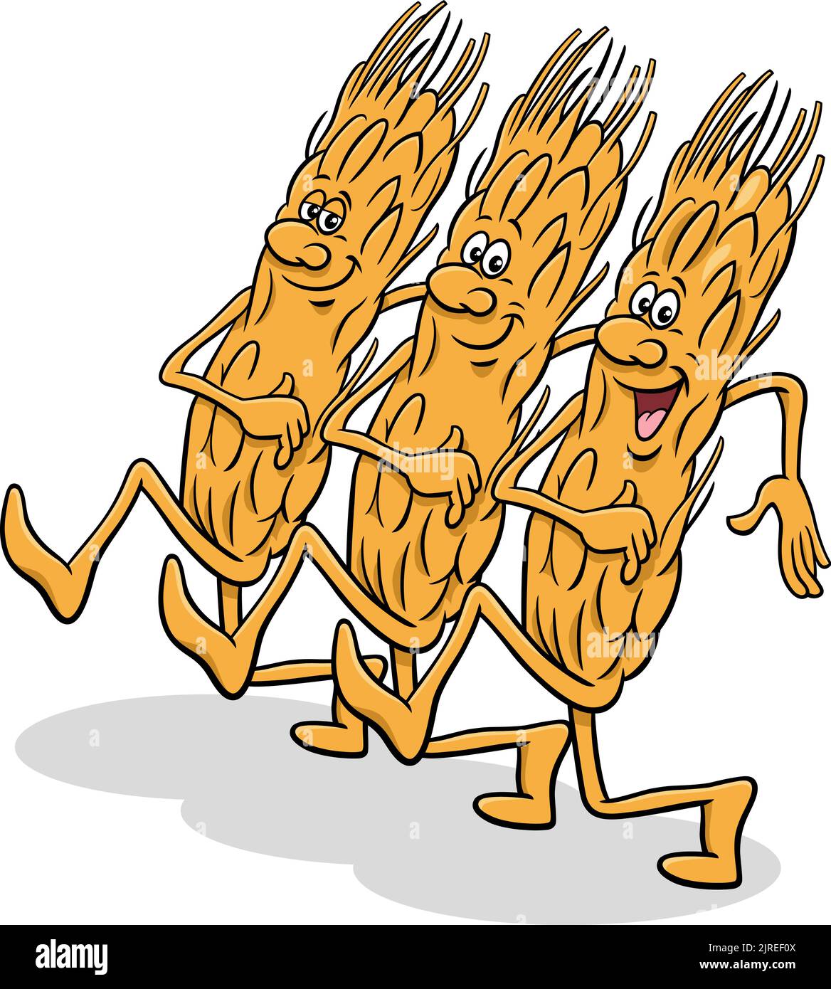 Cartoon illustration of funny ears of grain food comic character ...