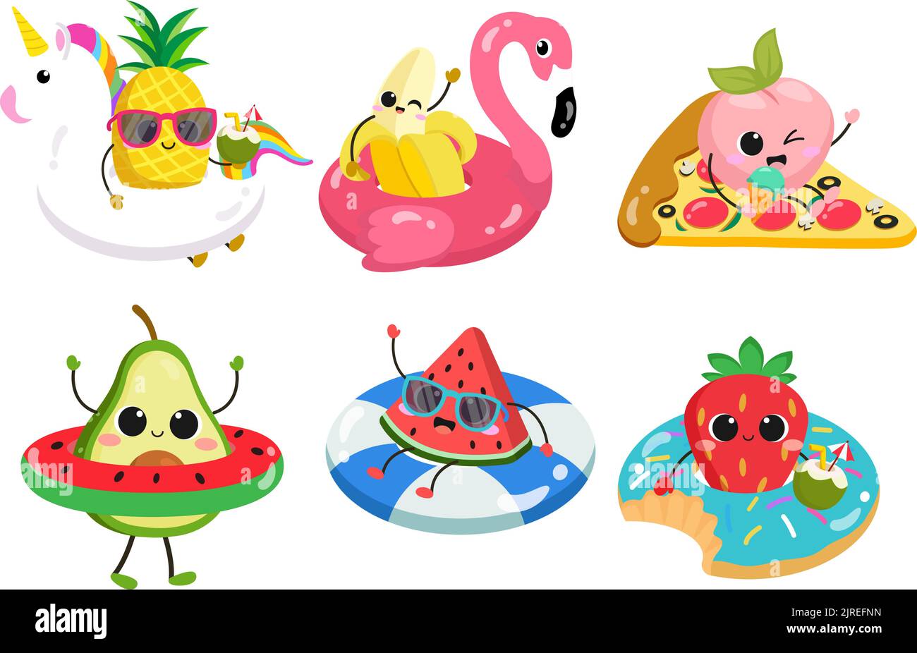 A bunch of cute fruit stickers isolated on white background Stock ...