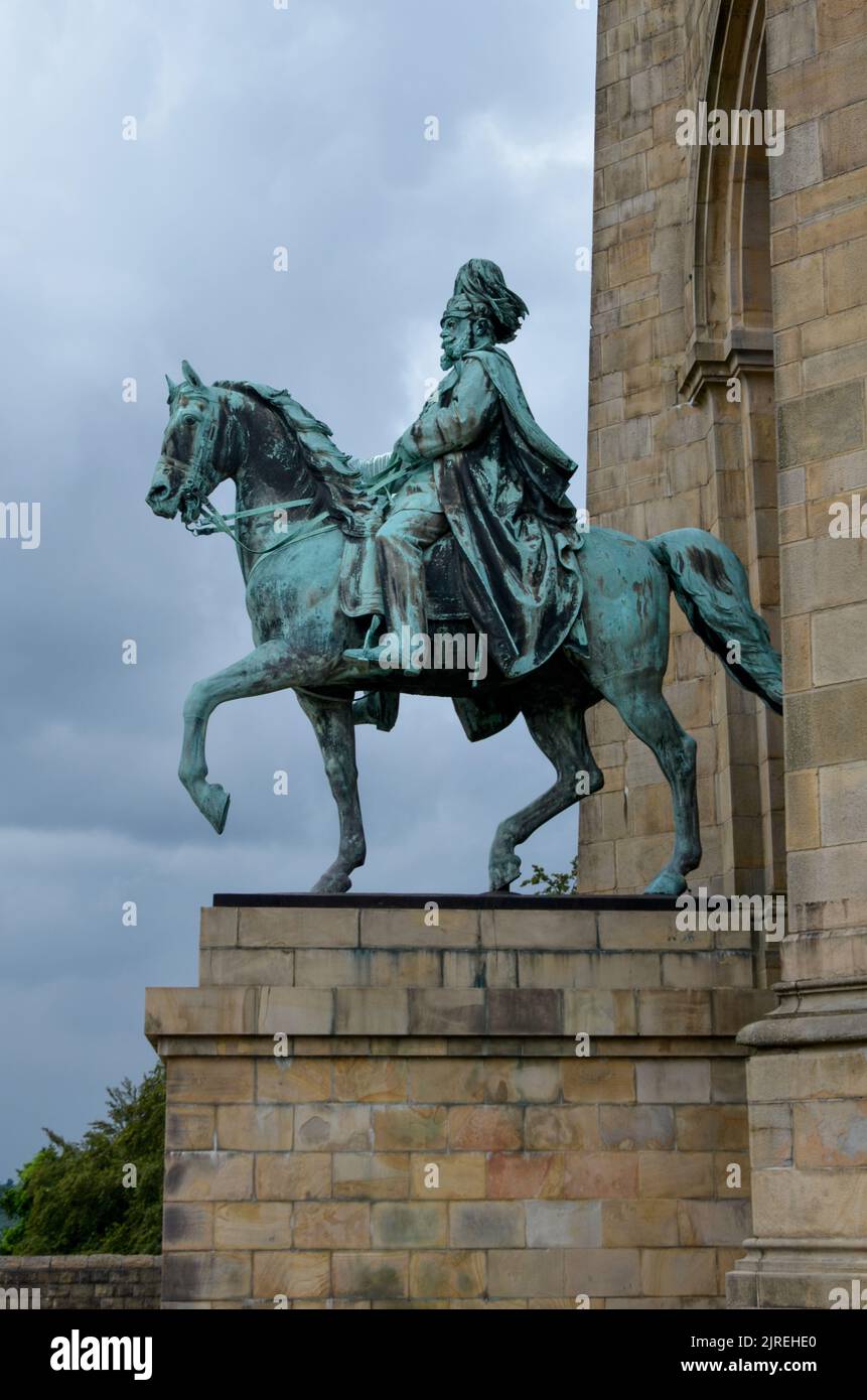 Kaiser Wilhelm equestrian statue on the tower of the Kaiser Wilhelm ...