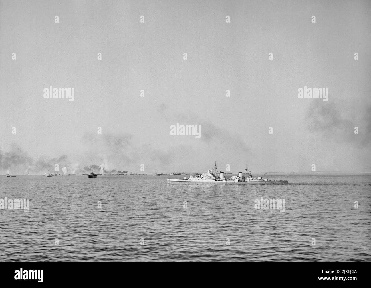 The Royal Navy during the Second World War HMS SPARTAN bombarding enemy ...