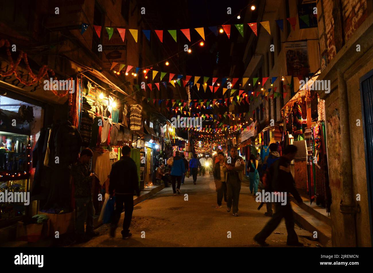 Parade of Nepalese people for celebration and respect praying rite to ...