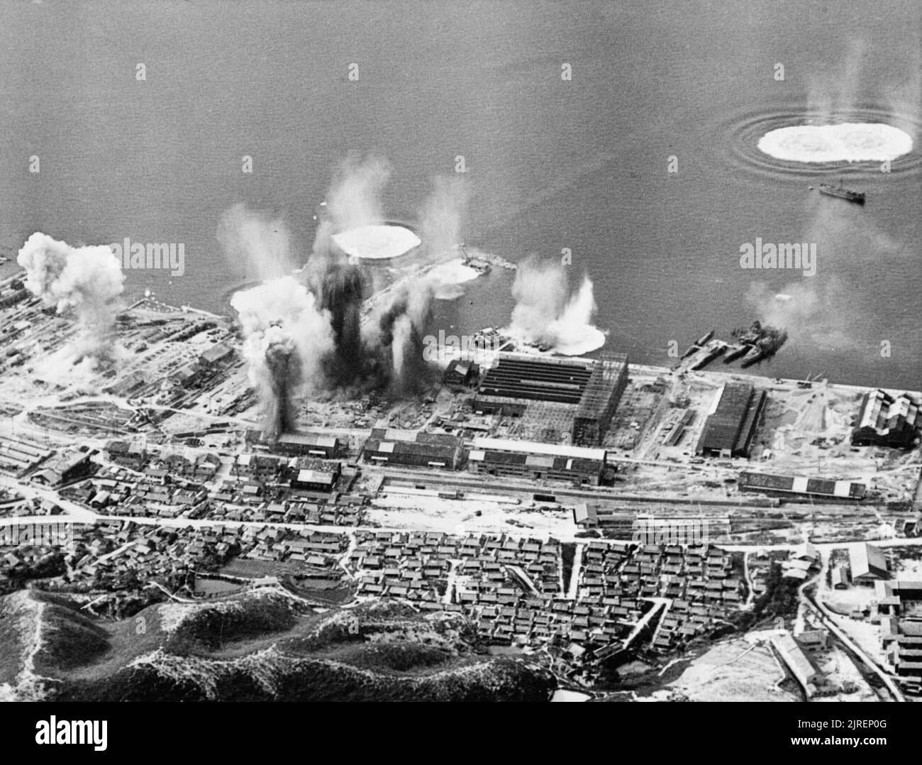 The Royal Navy during the Second World War Bomb plumes rising during ...
