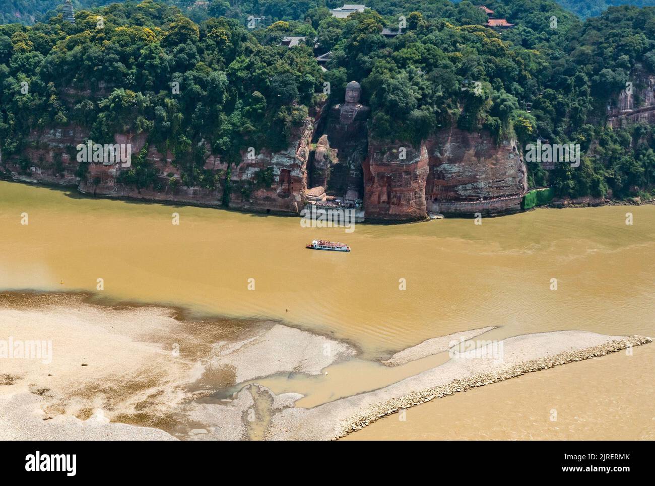 Leshan. 23rd Aug, 2022. Aerial photo taken on Aug. 23, 2022 shows the ...