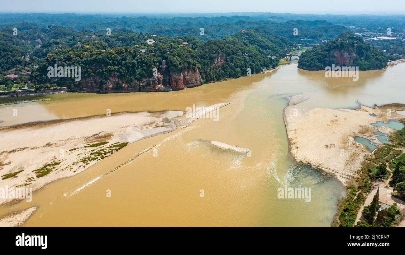 Leshan. 23rd Aug, 2022. Aerial photo taken on Aug. 23, 2022 shows the ...