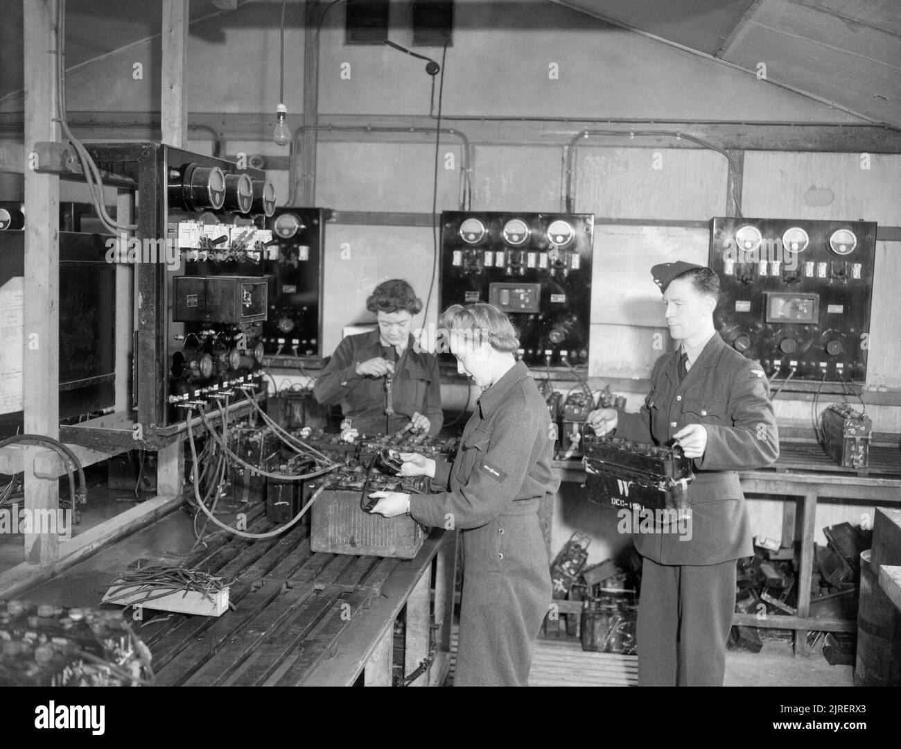 RAF electricians testing and charging aircraft batteries at Ford in May ...