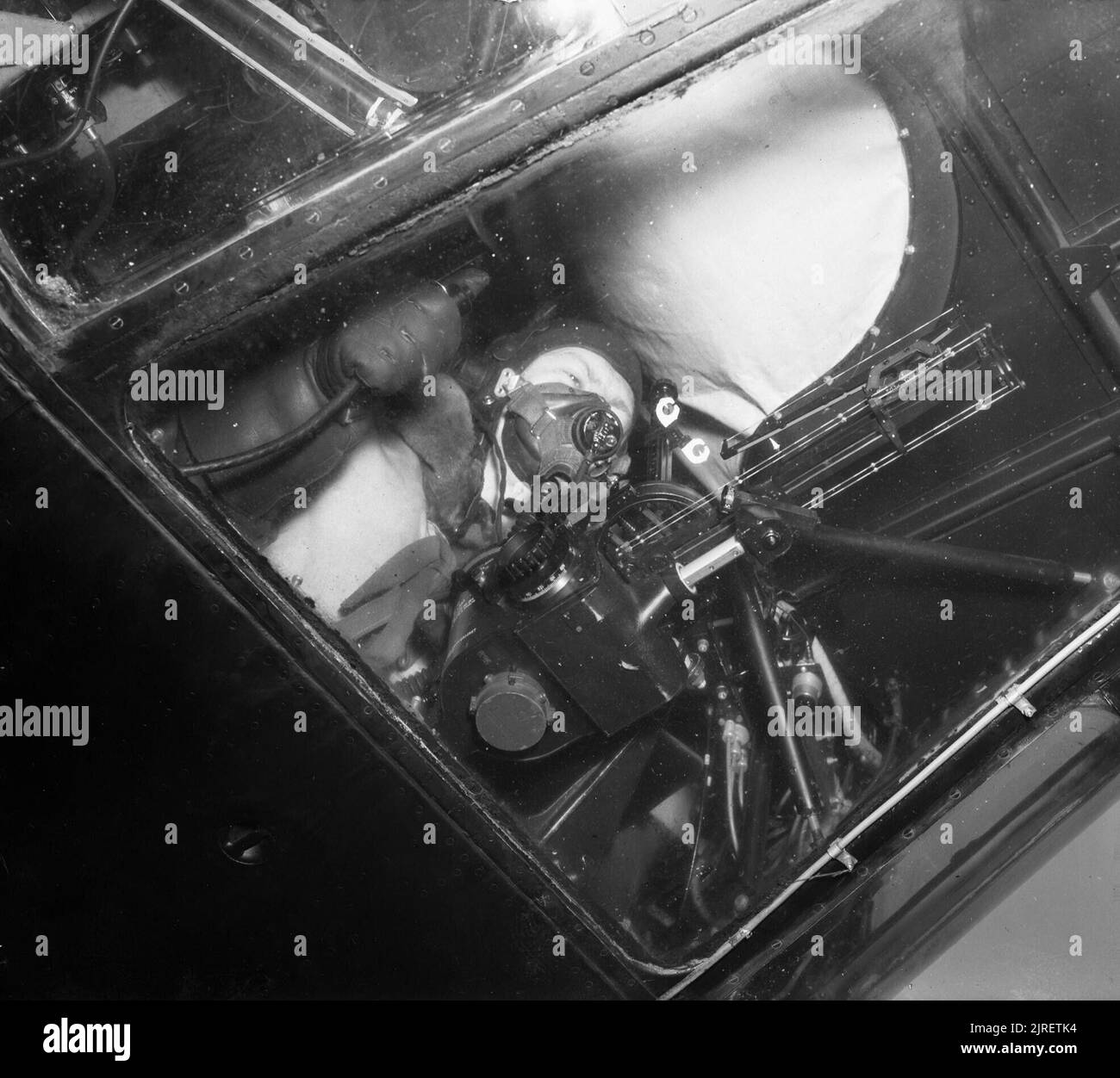 Royal Air Force Bomber Command, 1942-1945. Close-up of a bomb aimer ...