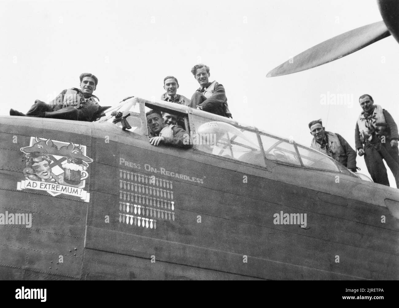 Royal Air Force Bomber Command, 1942-1945. The crew of Avro Lancaster B Mark III, ED905 'BQ-F ...