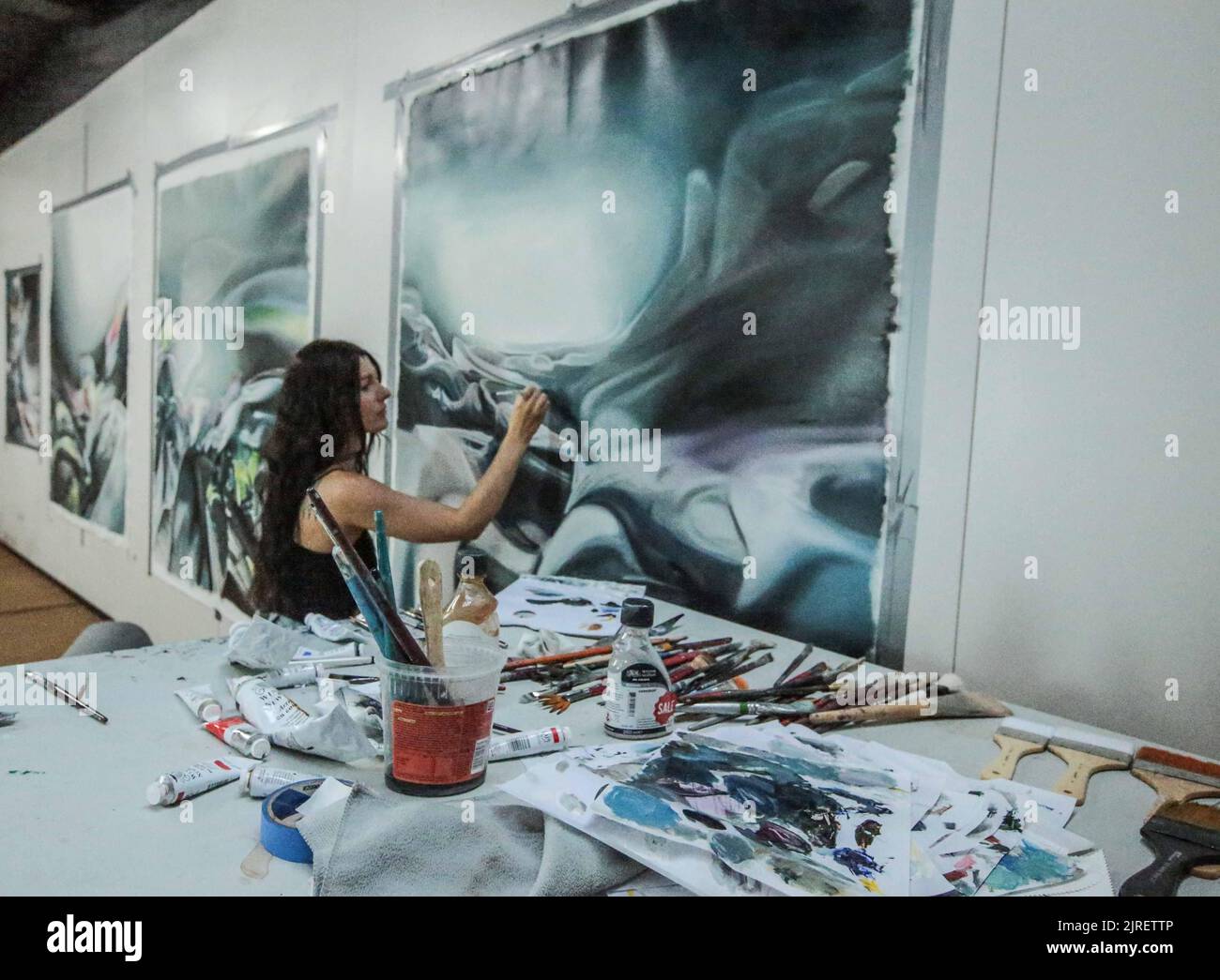 London UK 24 August 2022 Melbourne-based artist Ella Baudinet showing ...