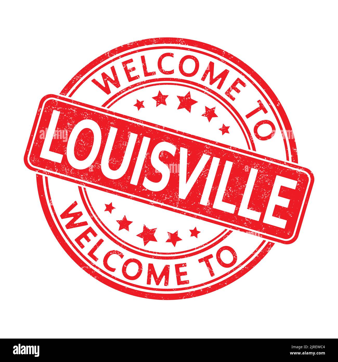 Welcome to LOUISVILLE. Impression of a round stamp with a scuff. Flat ...