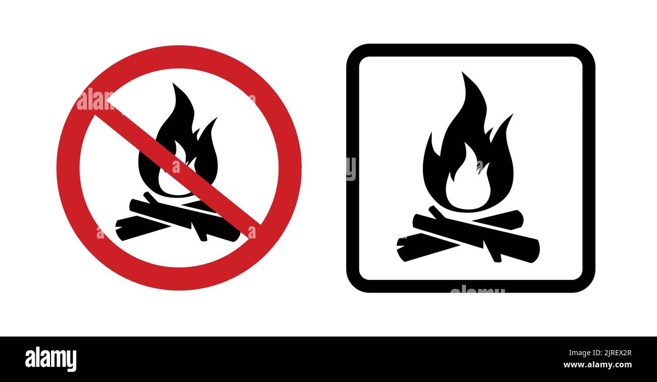 Campfire or bonfire permitted and forbidden sign vector illustration ...