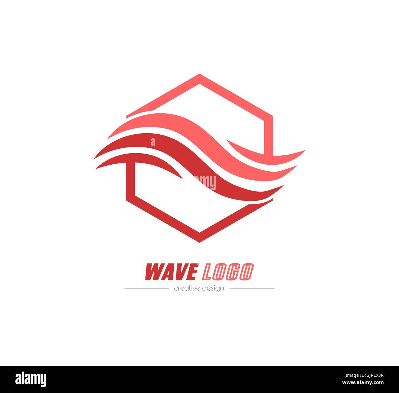 Wave. Vector template with a wave in a hexagon for a logo, sticker ...