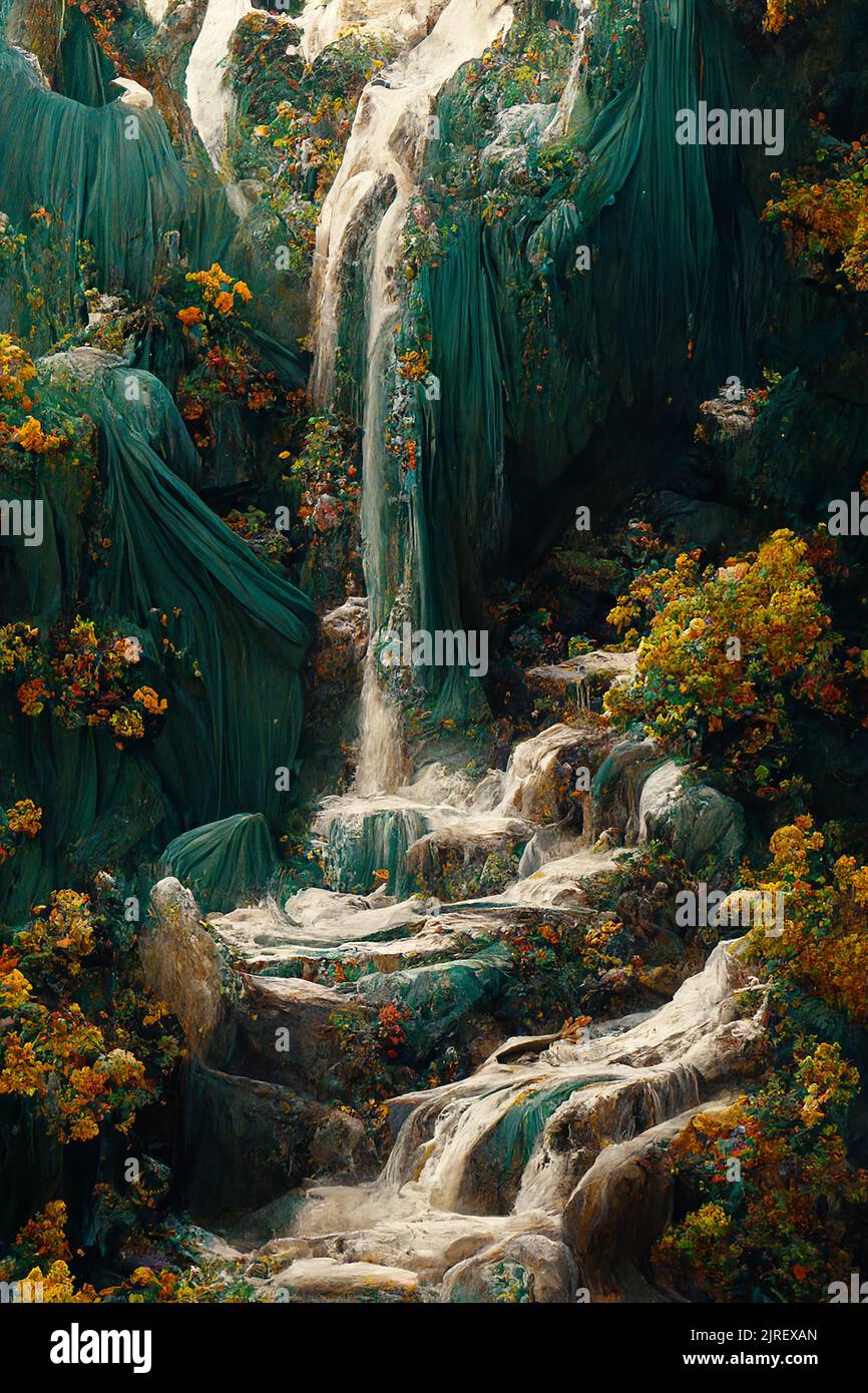 Waterfall illustration hi-res stock photography and images - Alamy