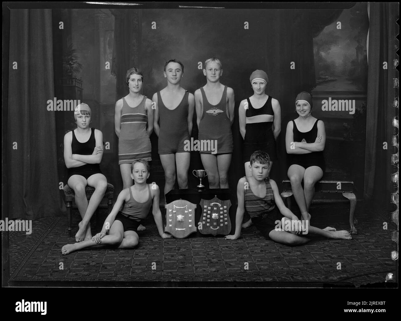West End School Swimming Team, circa 1930, by William Oakley. F B ...