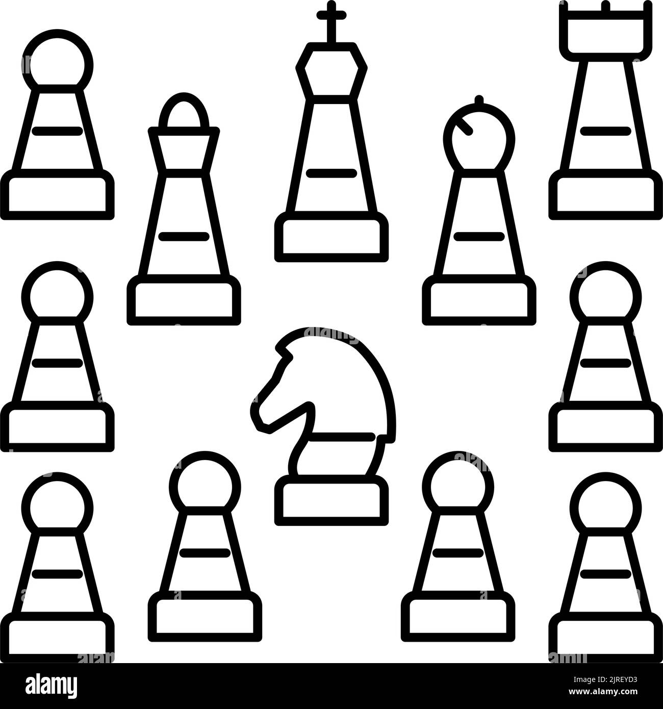 team figures of chess game line icon vector illustration Stock Vector ...
