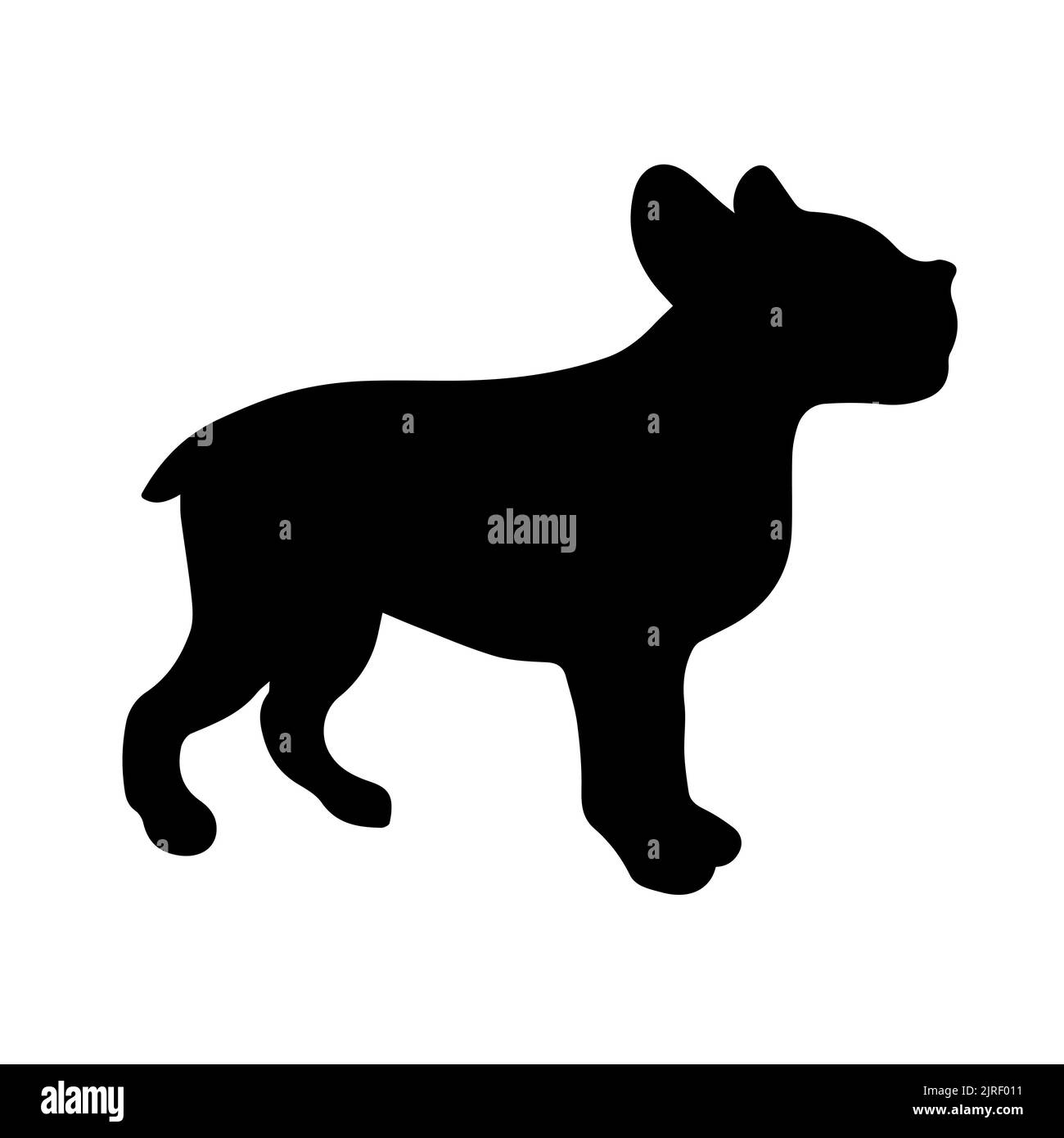 Vector hand drawn french bulldog silhouette isolated on white ...