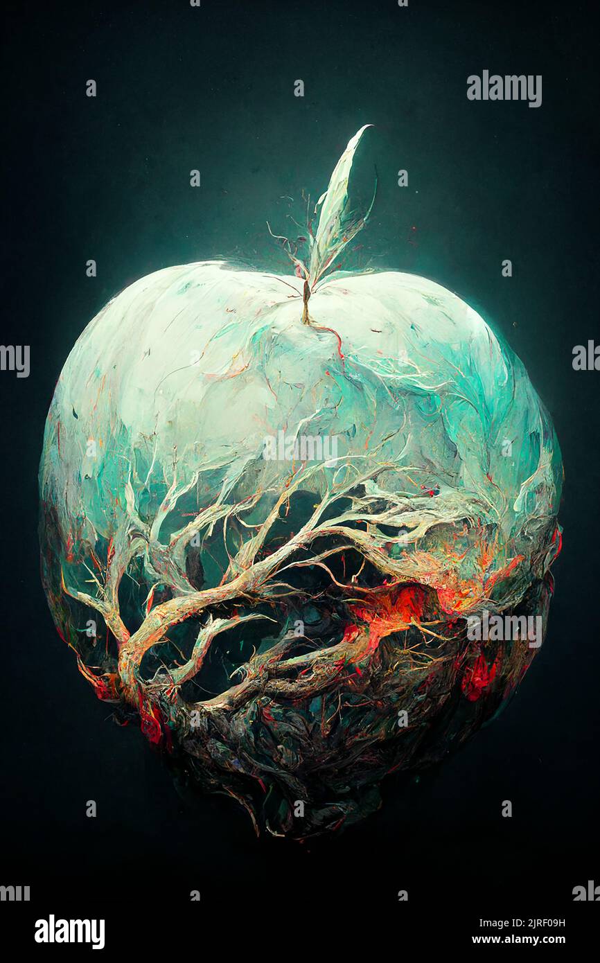 An abstract illustration of tree roots inside the apple Stock Photo - Alamy