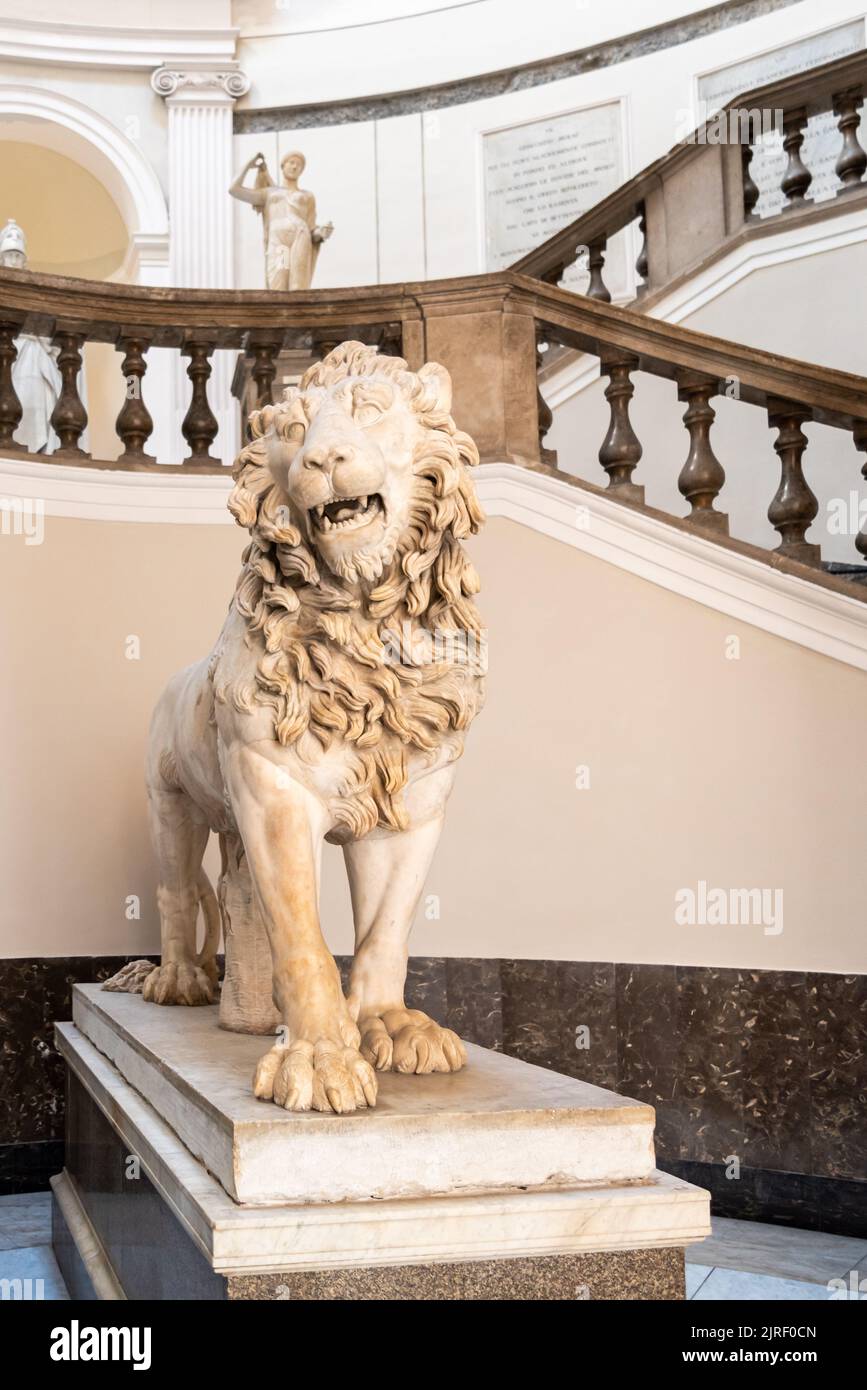 Ancient marble sculpture of standing lion Stock Photo - Alamy