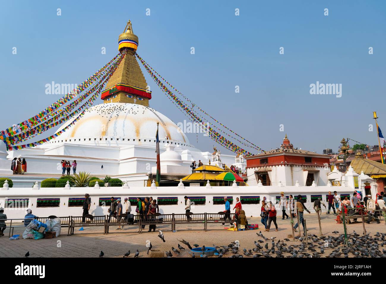 The historic Boudhanath Stupa Temple in Kathmandu, Nepal Stock Photo ...