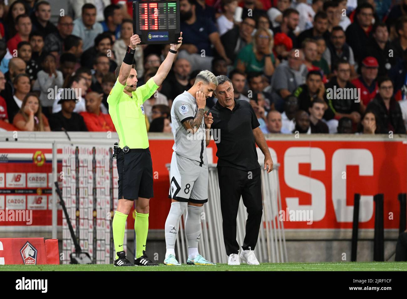 LILLE - Paris Saint-Germain trainer coach Christophe Galtier instructs ...