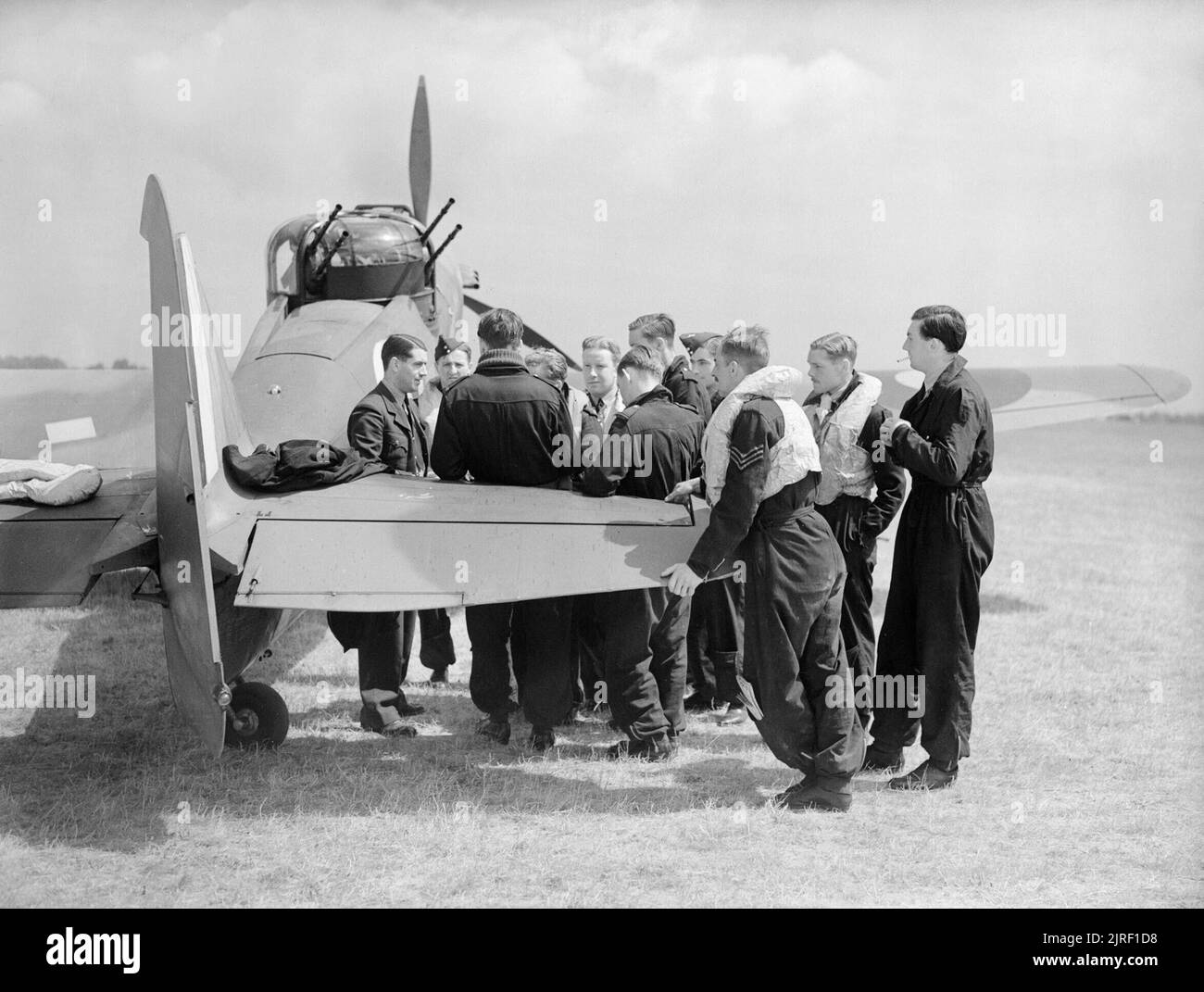 Squadron Leader P A Hunter (far left), the CO of No. 264 Squadron RAF ...