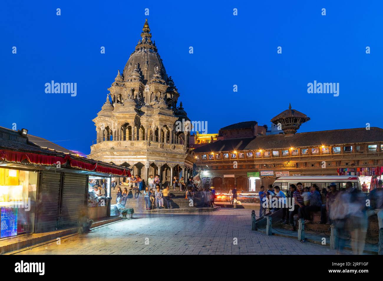 The historic Patan Durbar Square at night in Kathmandu, Nepal Stock ...