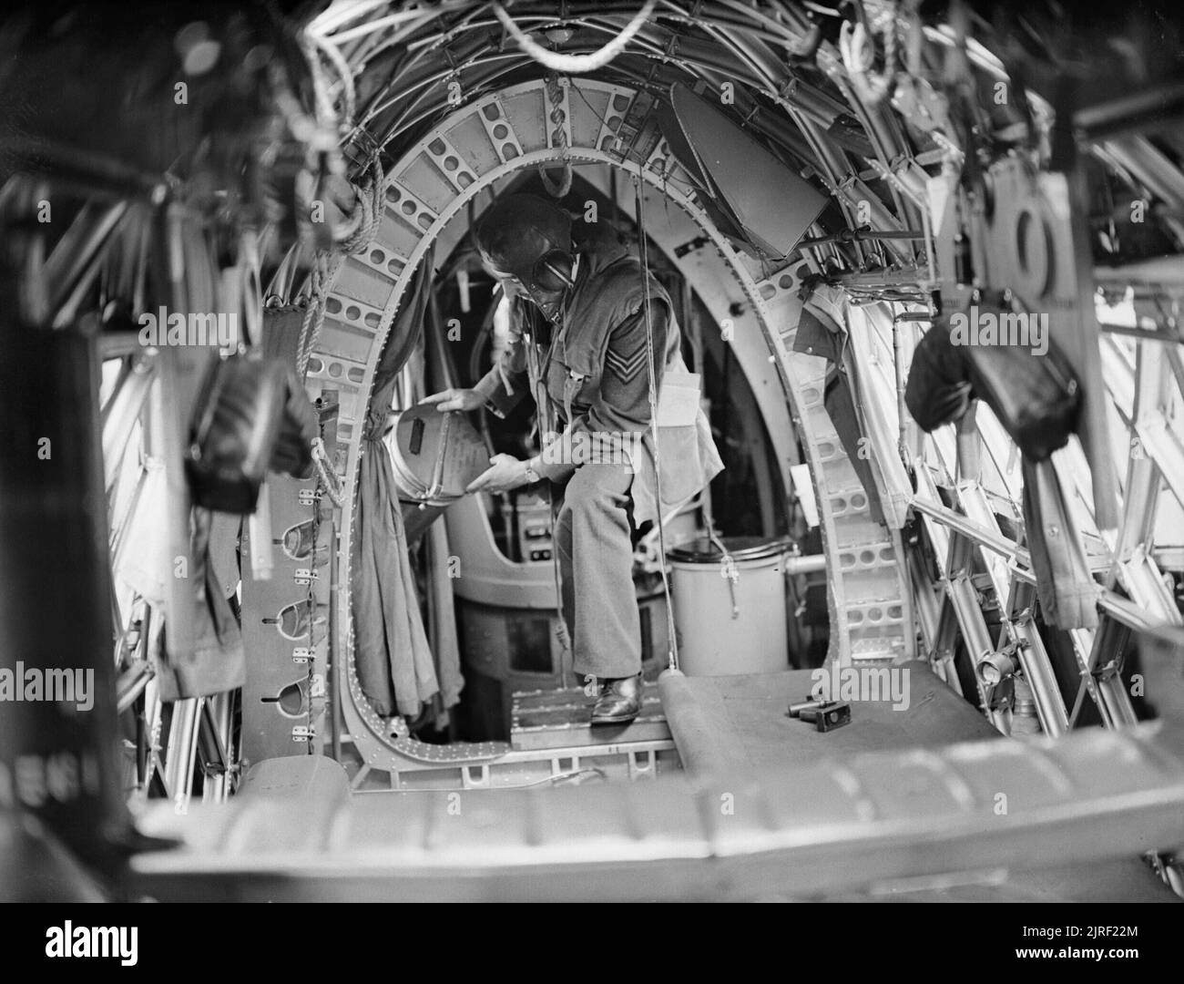 Royal Air Force Bomber Command, 1939-1941. A crew member on board a ...