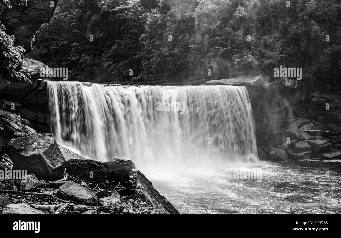 Wallpaper waterfall Black and White Stock Photos & Images - Alamy