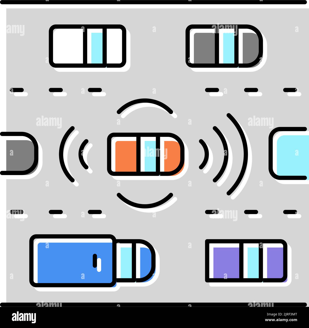 road sensing self vehicle color icon vector illustration Stock Vector ...