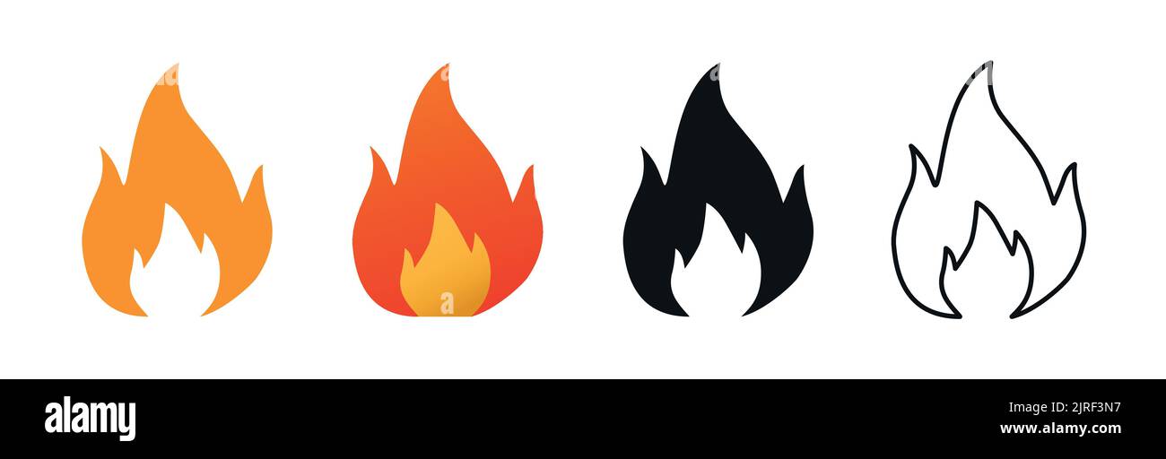 Different fire and flame symbols vector illustration icon set Stock ...