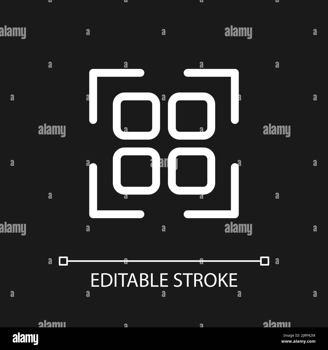 Scanning qr code pixel perfect white linear ui icon for dark theme ...