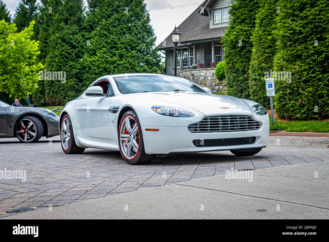 Highlands, NC - June 10, 2022: Low perspective front corner view of a ...