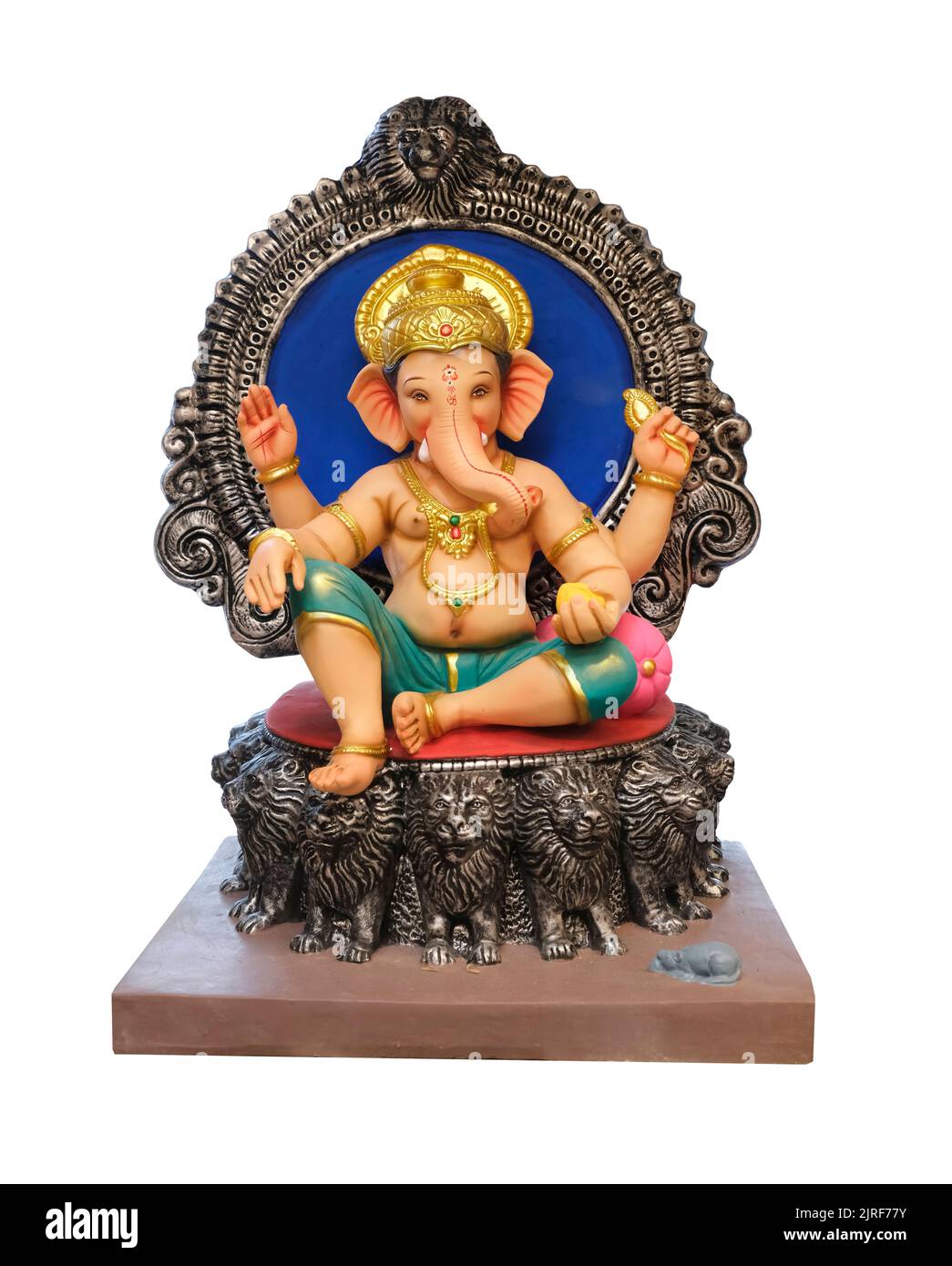 Hindu God Ganesha on white background, Ganesha Idol. Ganesh festival ...