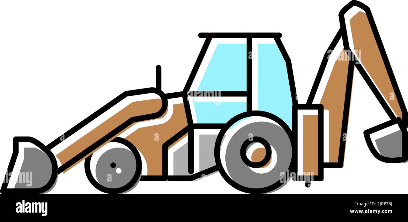 backhoe construction car vehicle color icon vector illustration Stock ...
