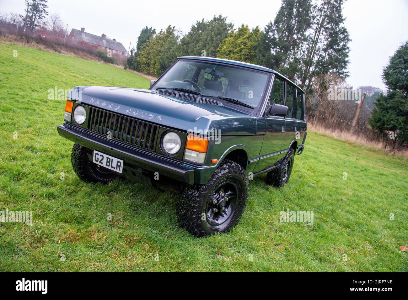 Range Rover classic parked on a farm field on an Autumn day Stock Photo ...