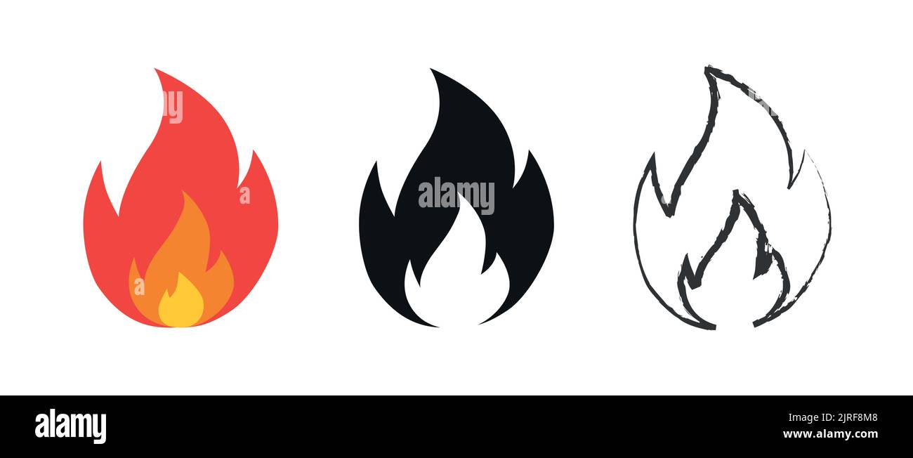 Set of fire symbols and flame vector illustration icons Stock Vector ...