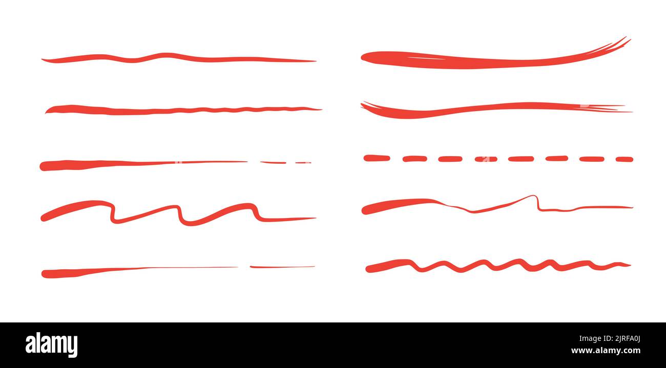 Red brush stroke underline. Marker pen highlight stroke. Vector swoosh ...