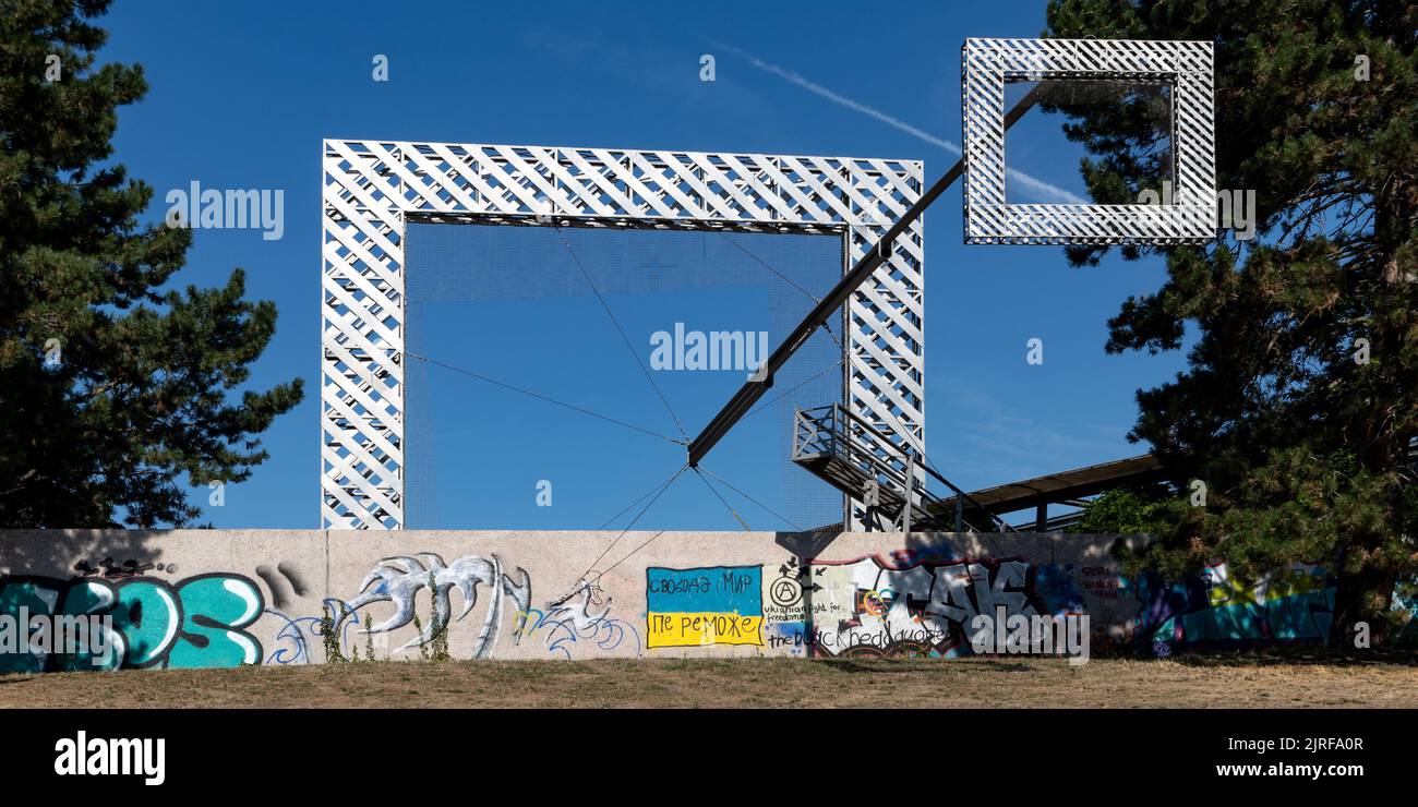 Rahmenbau, Landscape in a slide, documenta 6, Kassel 1977 Stock Photo ...