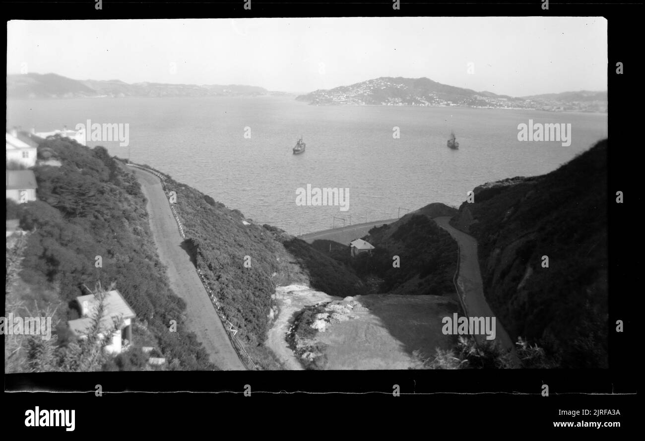 Miramar Peninsula and harbour entrance from Onslow Road, 03 May 1953 ...