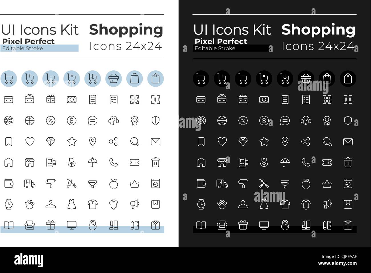 Shopping pixel perfect linear ui icons set for dark, light mode Stock Vector Image & Art - Alamy