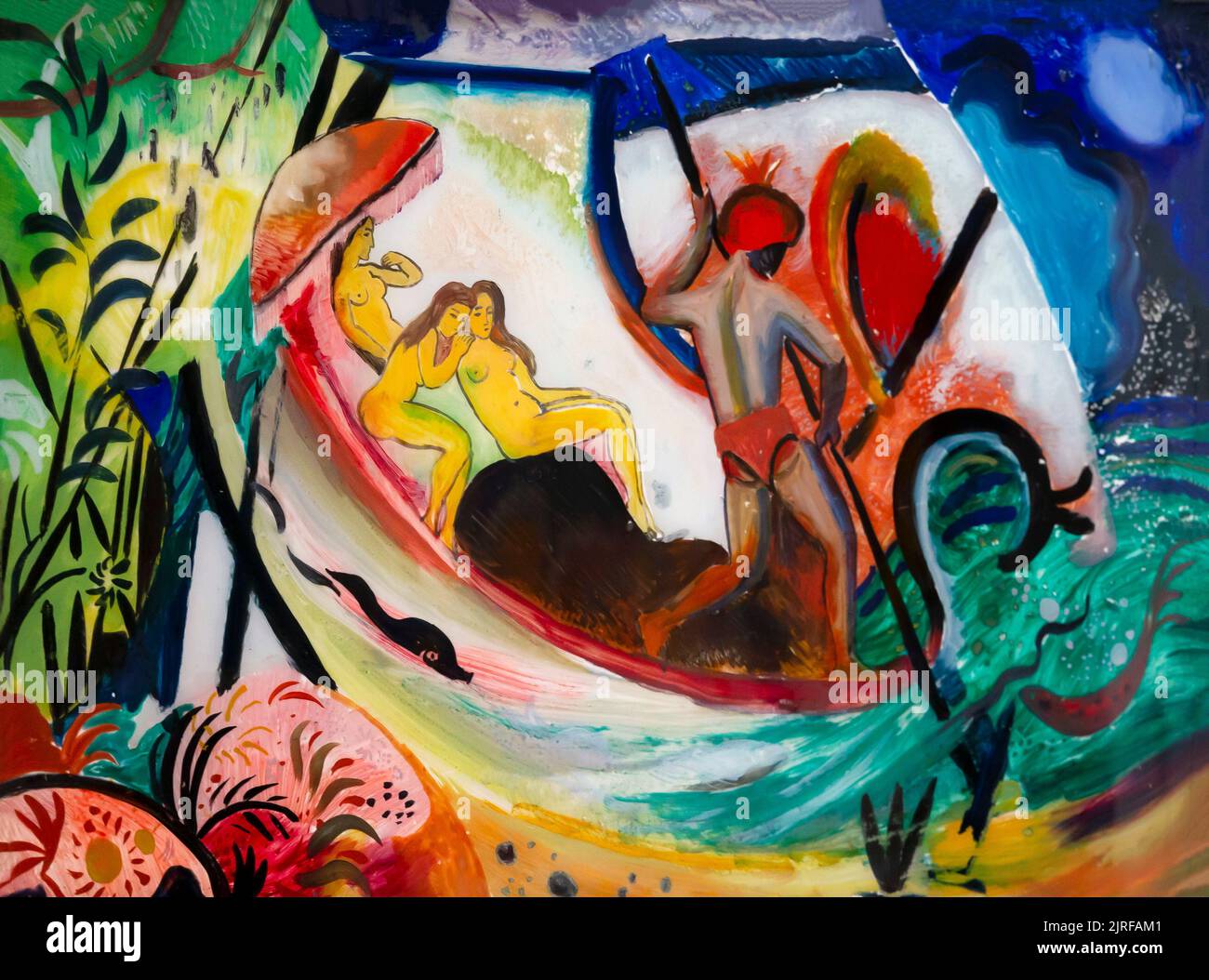 Three Girls in a Skiff, August Macke, 1912, Lenbachhaus, Munich ...