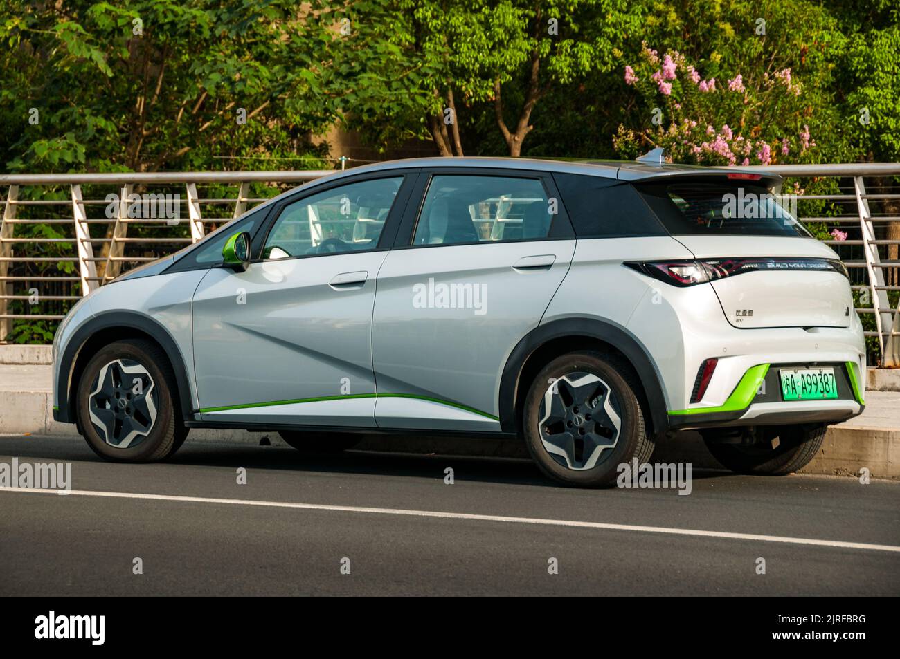 BYD Dolphin small electric hatchback car photographed in Shanghai ...